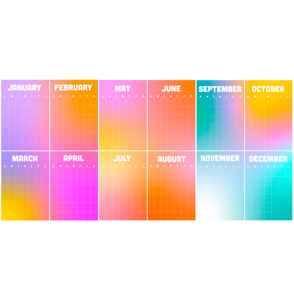 Ombre wall calendar – Kailo Chic