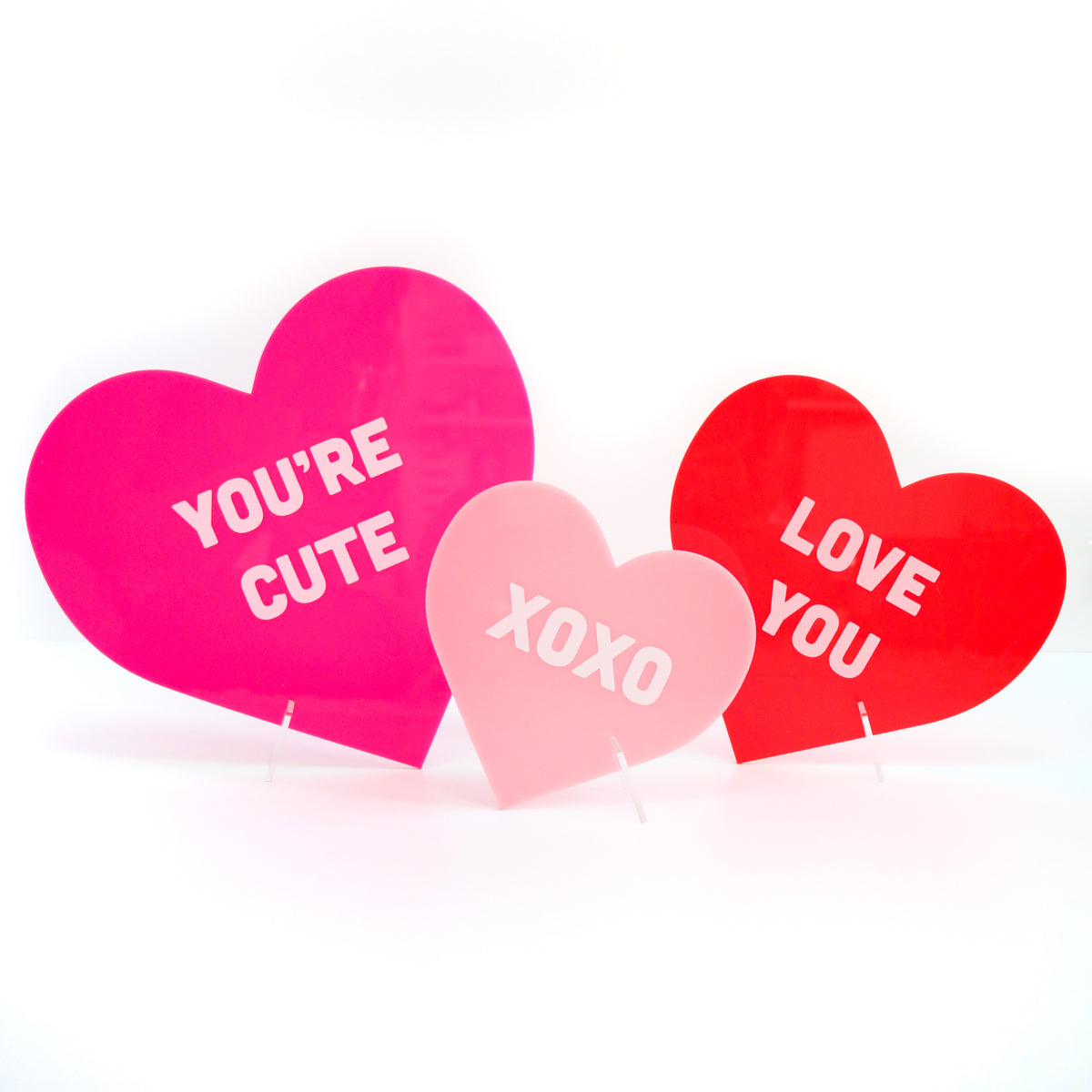 Red and Pink Acrylic Conversation Hearts – Kailo Chic