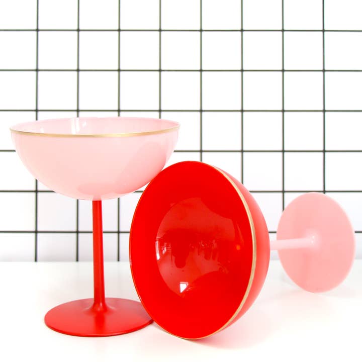 Red and Light Pink Color Block Coupe Glasses – Kailo Chic